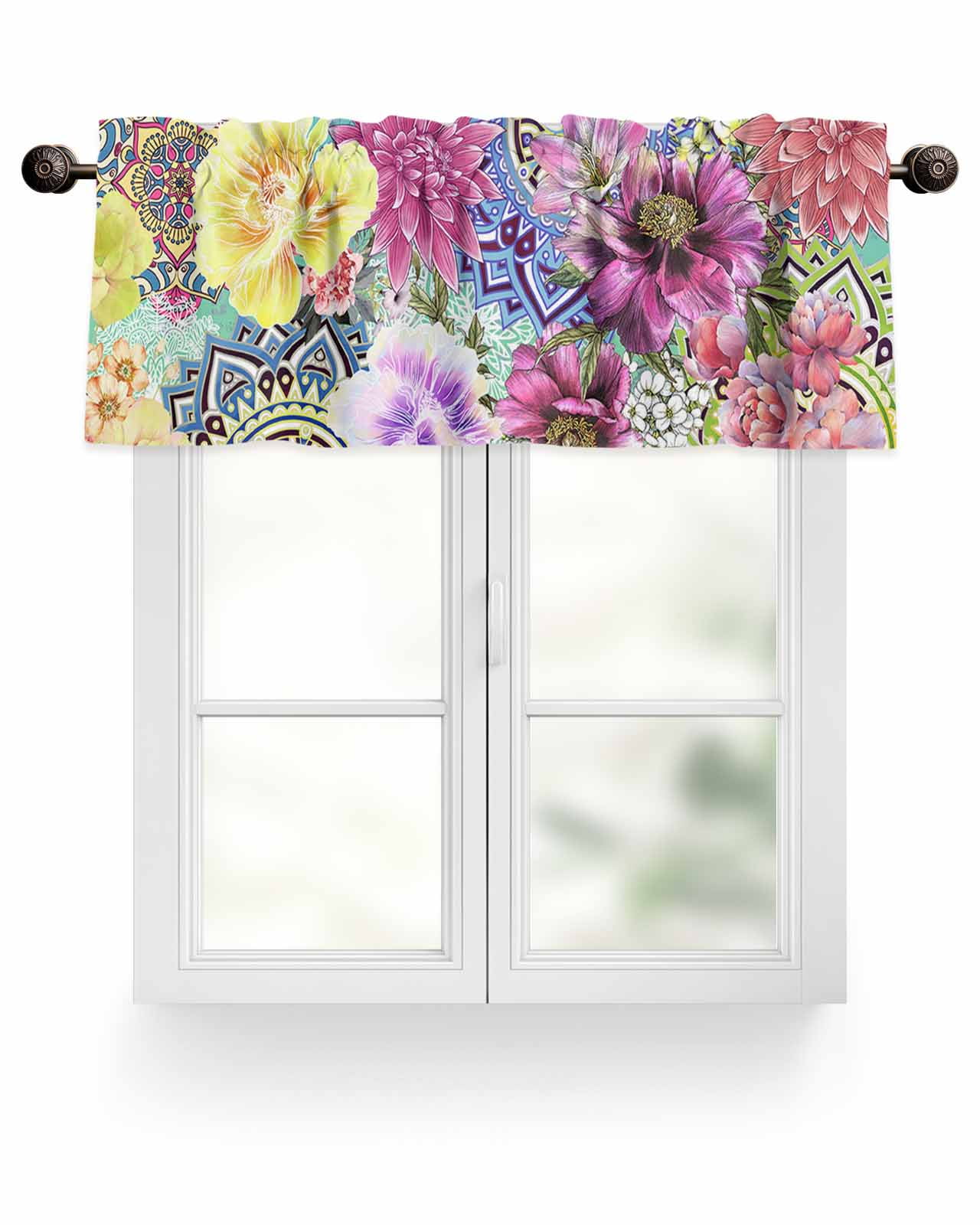 Boho Flower Valances for Windows National Style Peony Orchids Valance ...