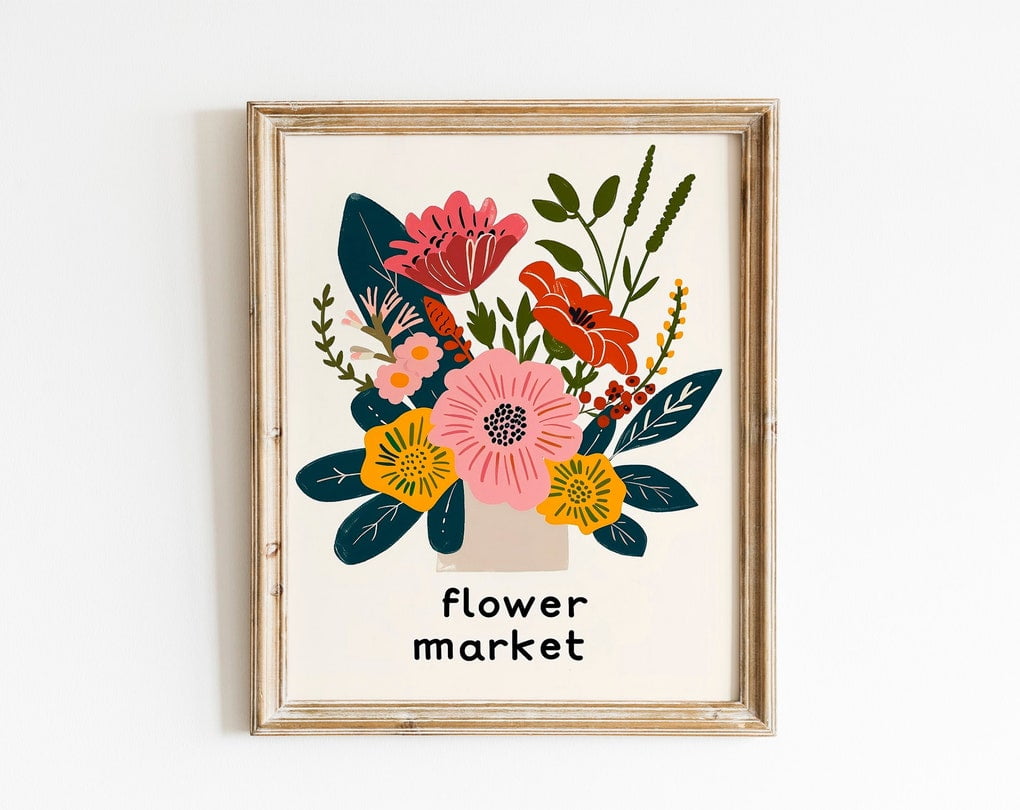 Boho Flower Wall Art Tulip Print Flower Market Poster Modern Abstract ...
