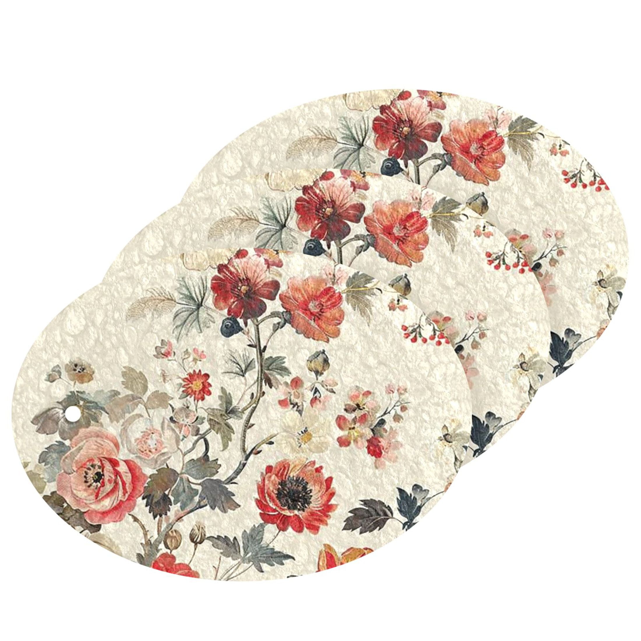 Boho Flowers 3 Dish Sponges Bulk Delicate Clean Non Scratch Compressed ...