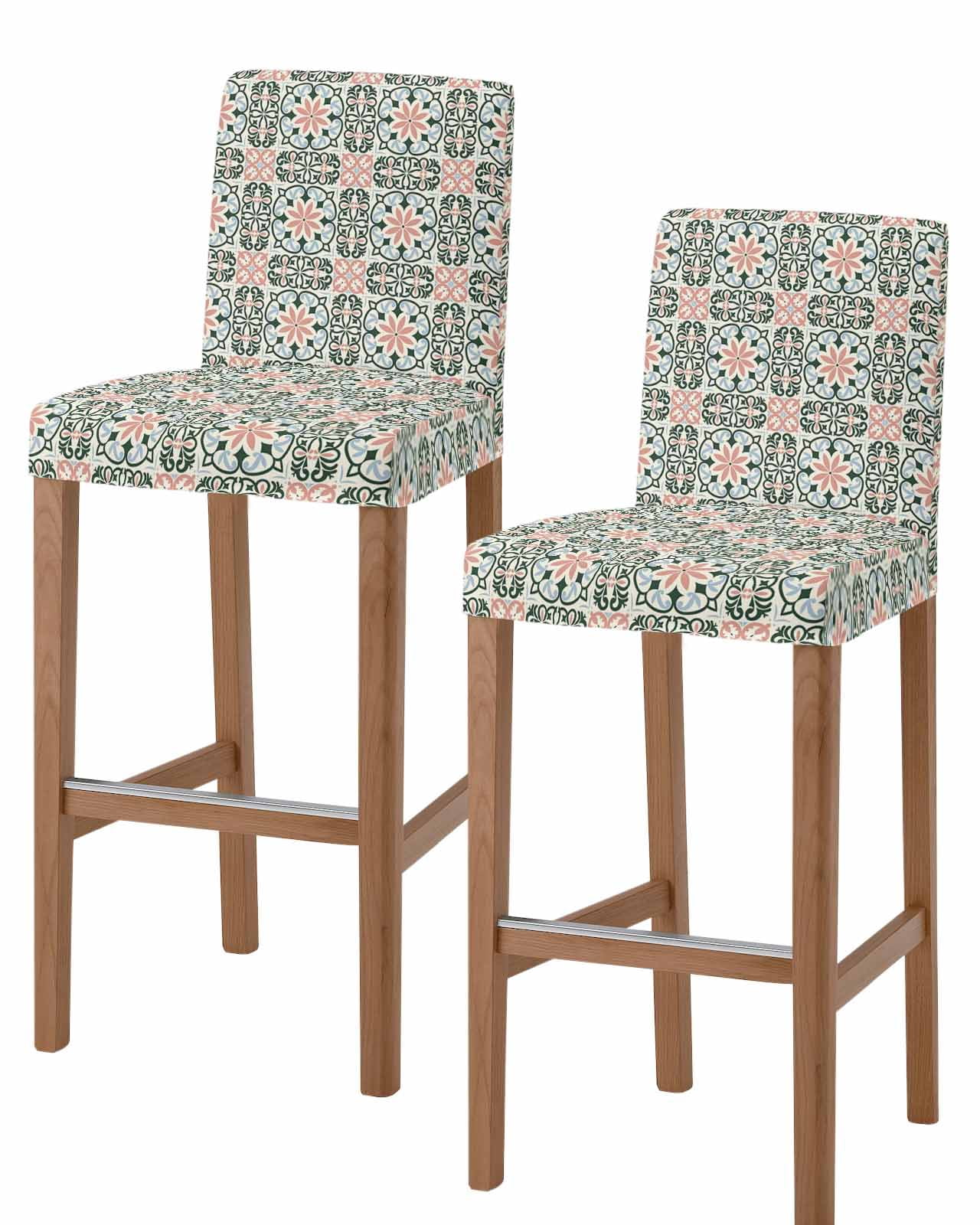 Boho Flowers Bar Stool Covers Set of 2, Farmhouse Abstract Geometric ...