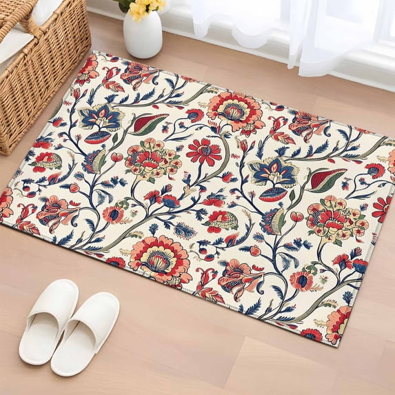 Boho Flowers Bathroom Mats 2x3 FT,Non Slip Small Kitchen Mat,Watercolor ...