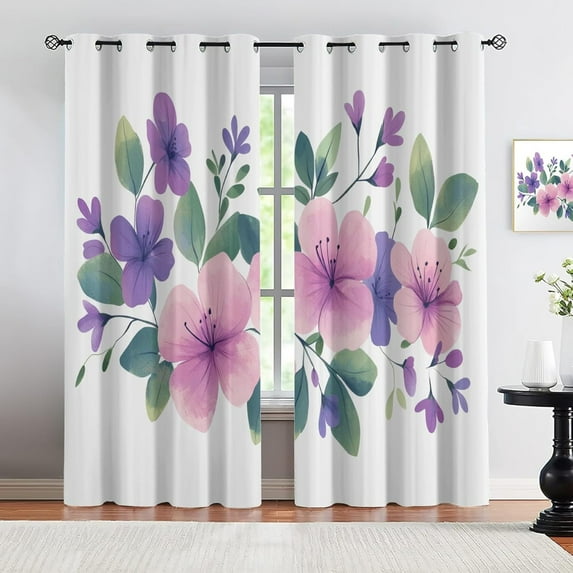 Boho Flowers Blackout Curtains For Girls Boys Home Decor, 3D Watercolor ...