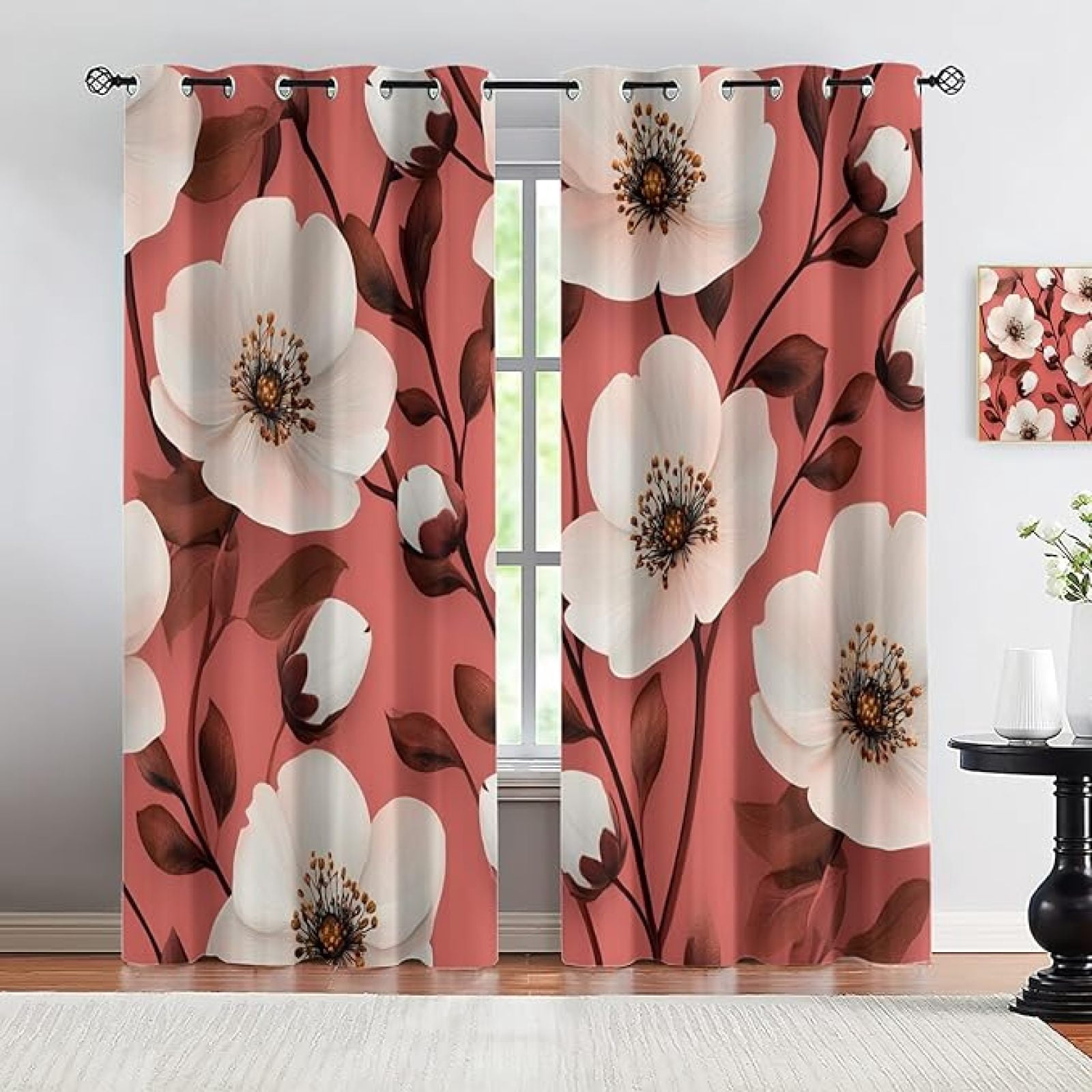 Boho Flowers Blackout Curtains For Girls Boys Home Decor, Abstract 3D ...