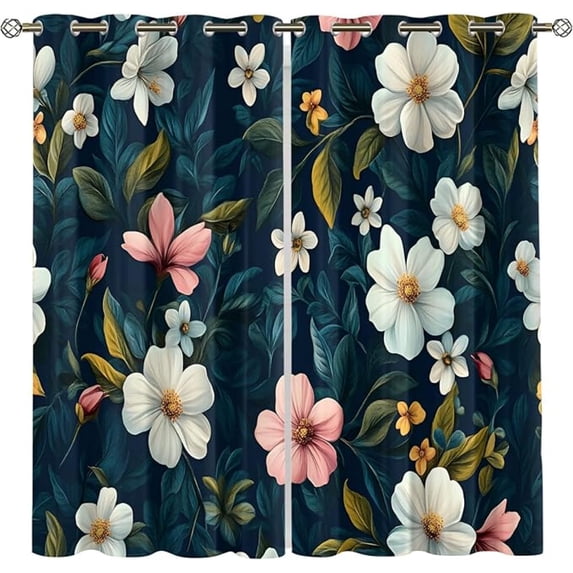 Boho Flowers Blackout Curtains For Girls Boys Home Decor, Abstract 3D ...