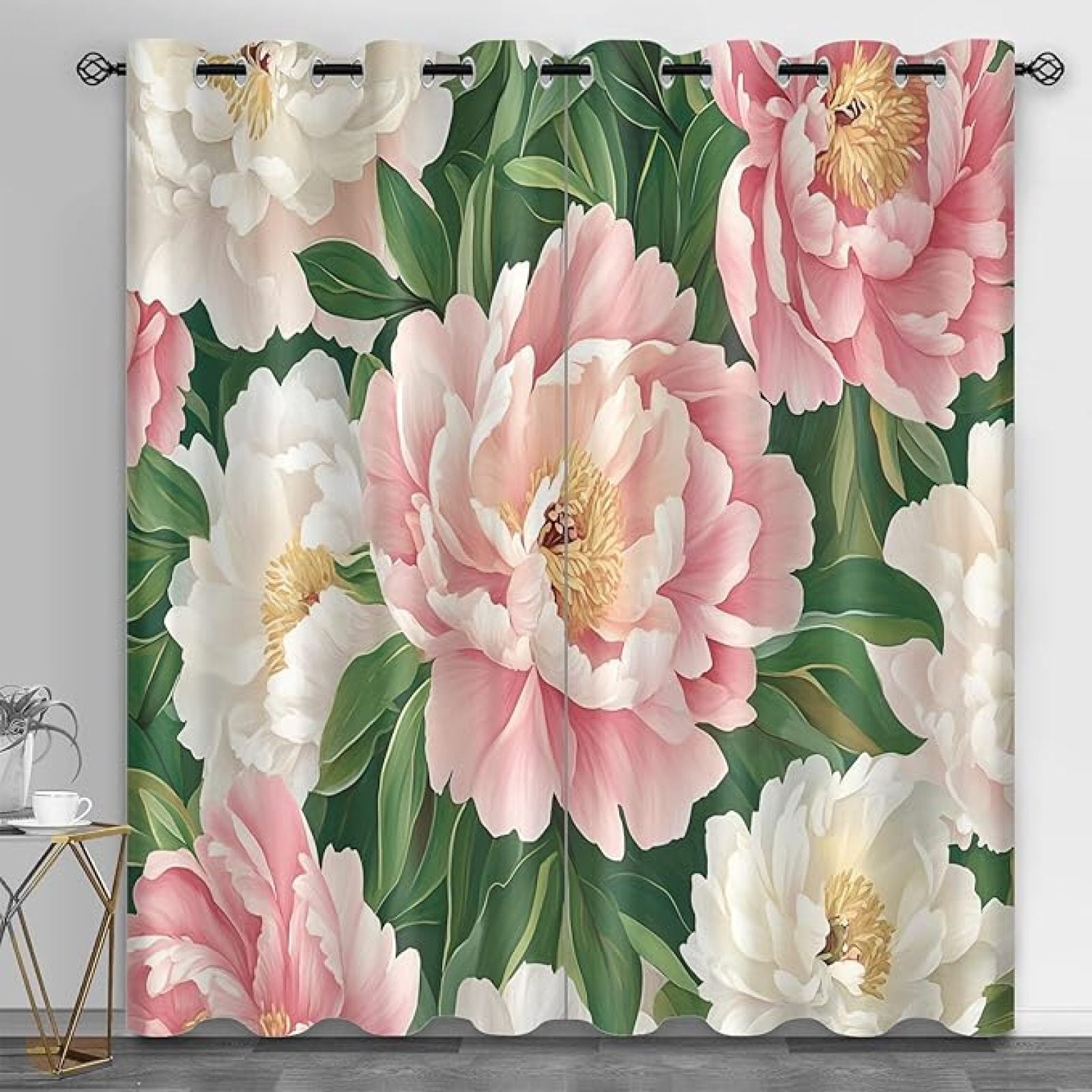 Boho Flowers Blackout Curtains For Girls Boys Home Decor, Pink White ...