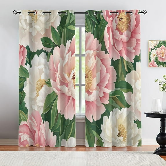 Boho Flowers Blackout Curtains for Girls Boys Home Decor, Pink White ...