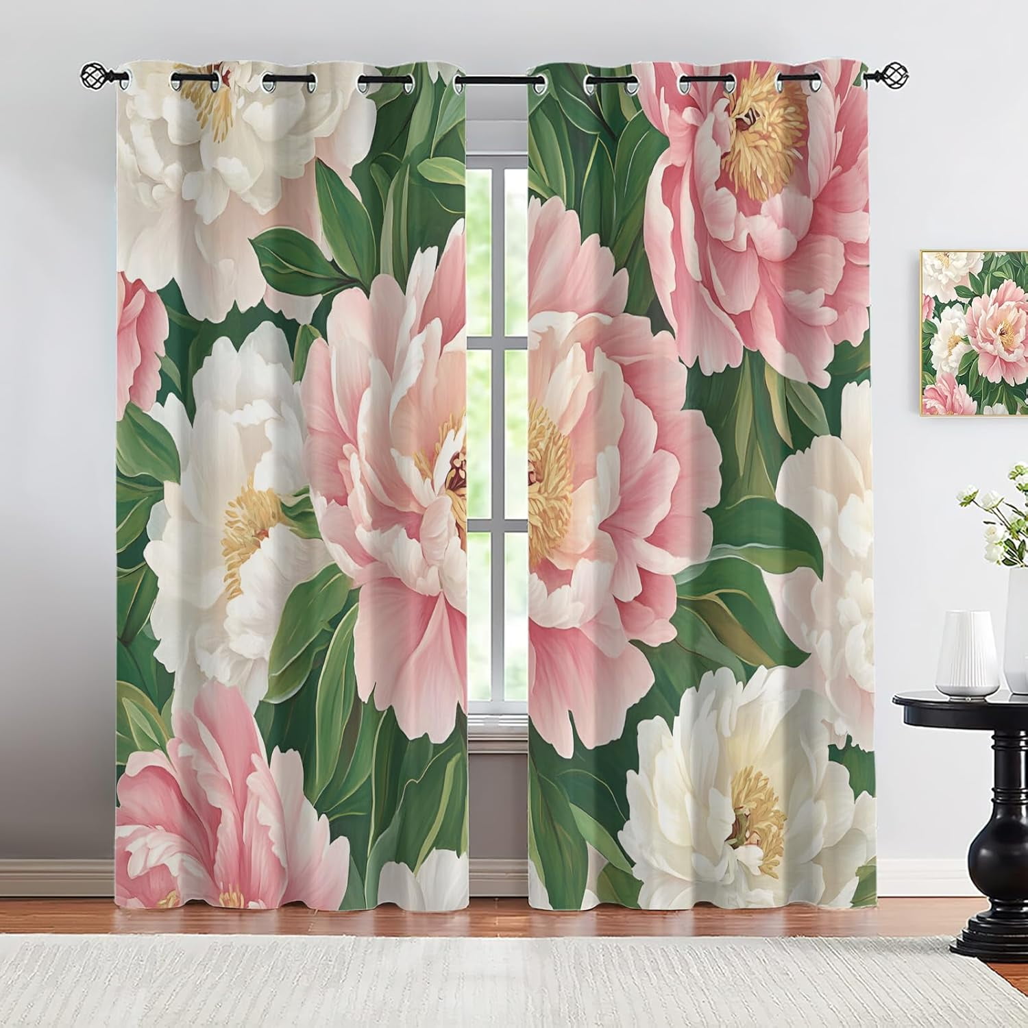 Boho Flowers Blackout Curtains for Girls Boys Home Decor, Pink White ...