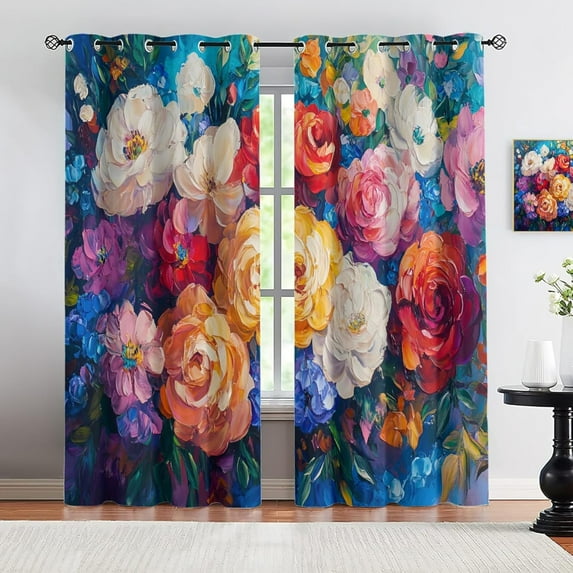 Boho Flowers Blackout Curtains For Girls Boys Home Decor, Watercolor ...