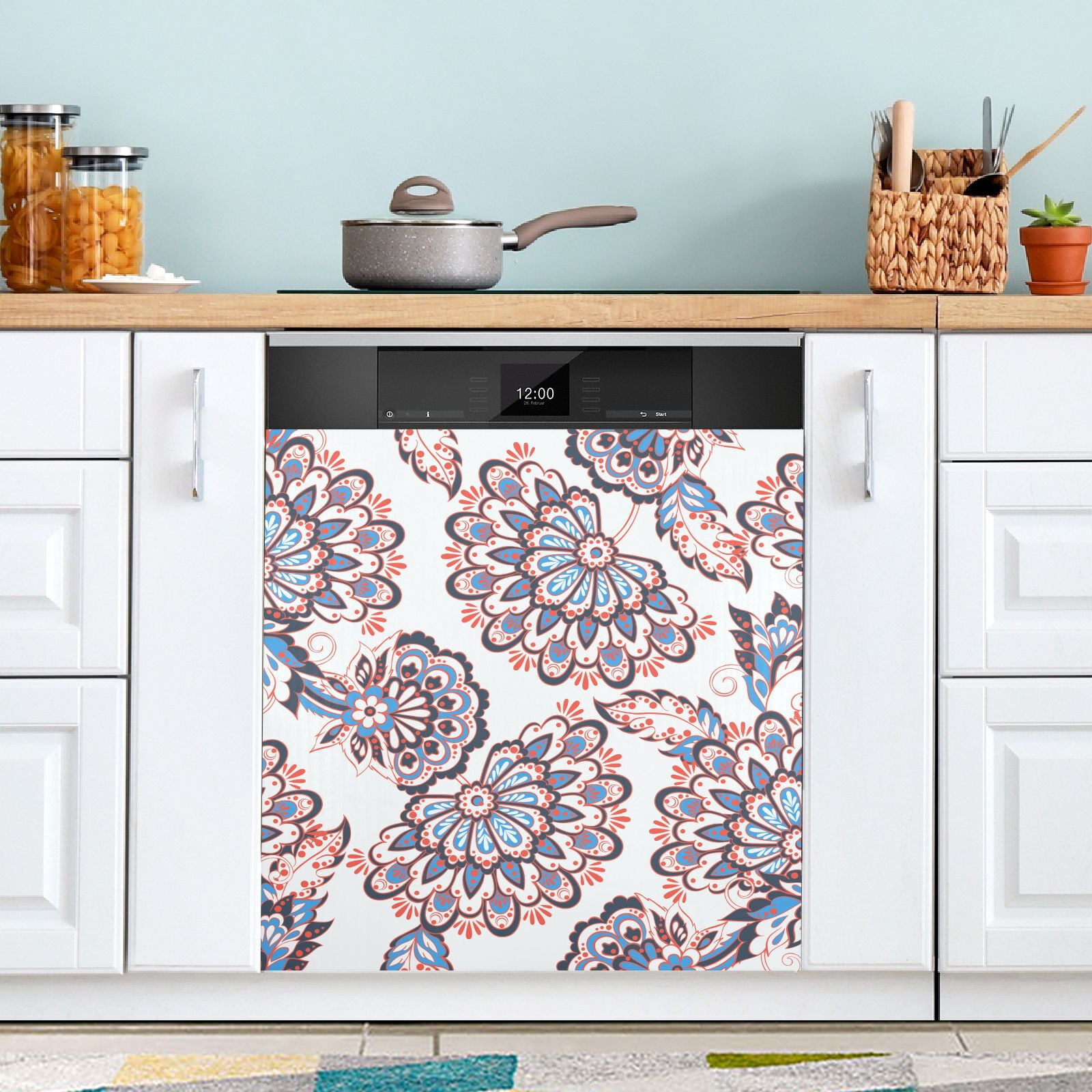 Boho Flowers Bohomia Dishwasher Magnet Cover Magnetic Dishwasher ...