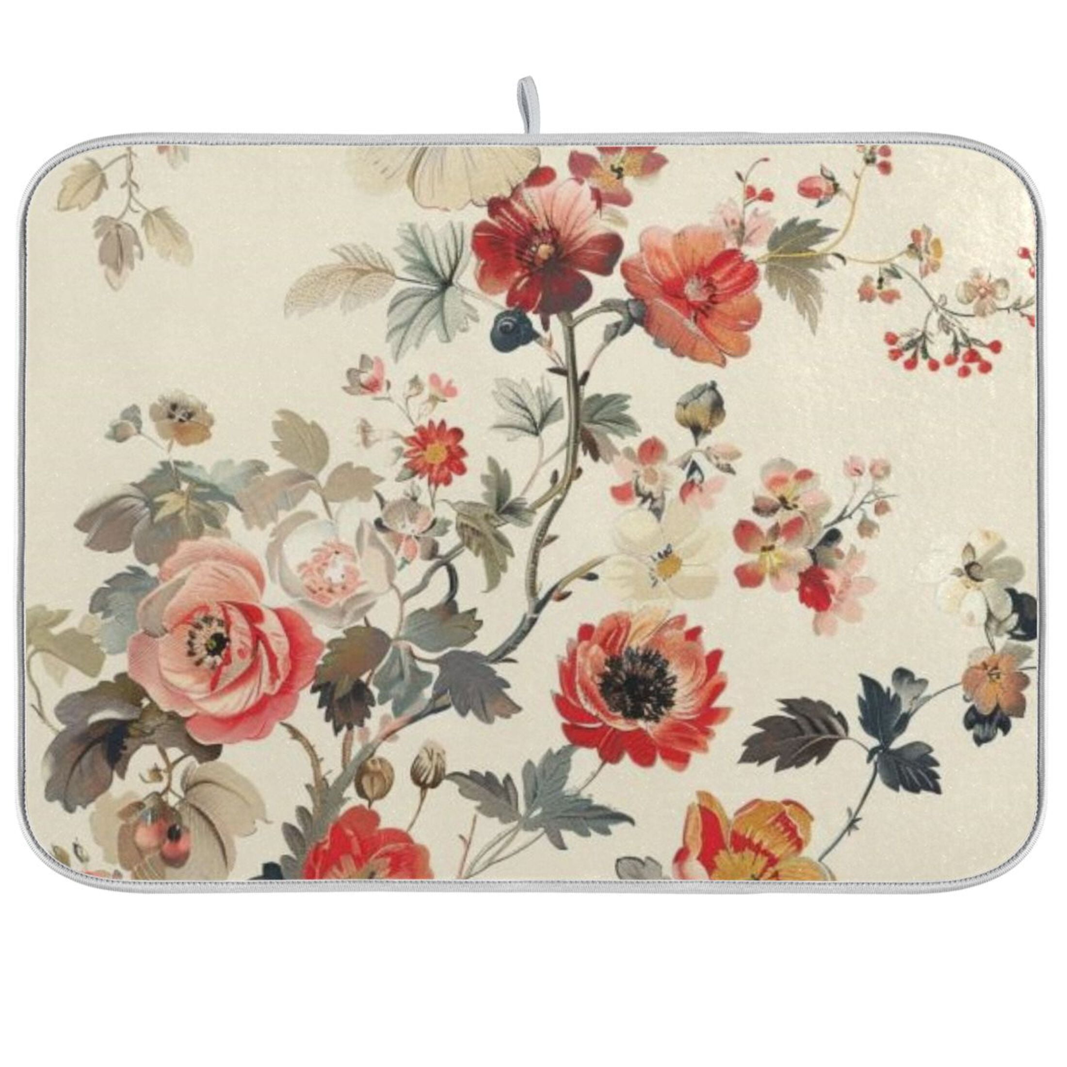 Boho Flowers Dish Drying Mat Dish Drainer Rack Mats Water Absorbent Non ...
