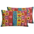 Boho Flowers Lumbar Pillow Covers 12 x 20 Inch Pillow Covers Set of 2 ...