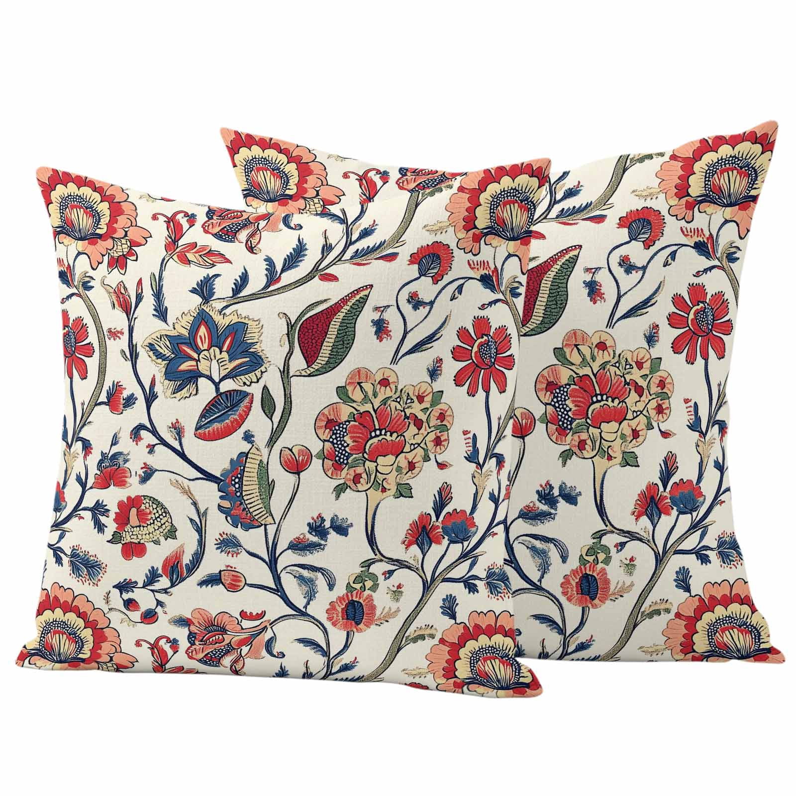 Boho Flowers Outdoor Pillow Covers 20"x20" Set of 2,Waterproof Throw ...