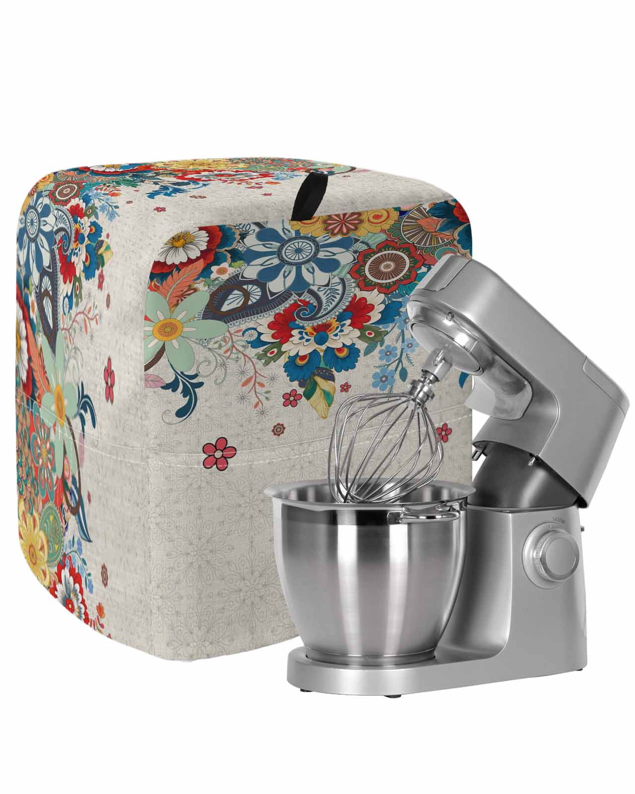 Boho Flowers Stand Mixer Dust Cover with Storage Pocket & Handles ...