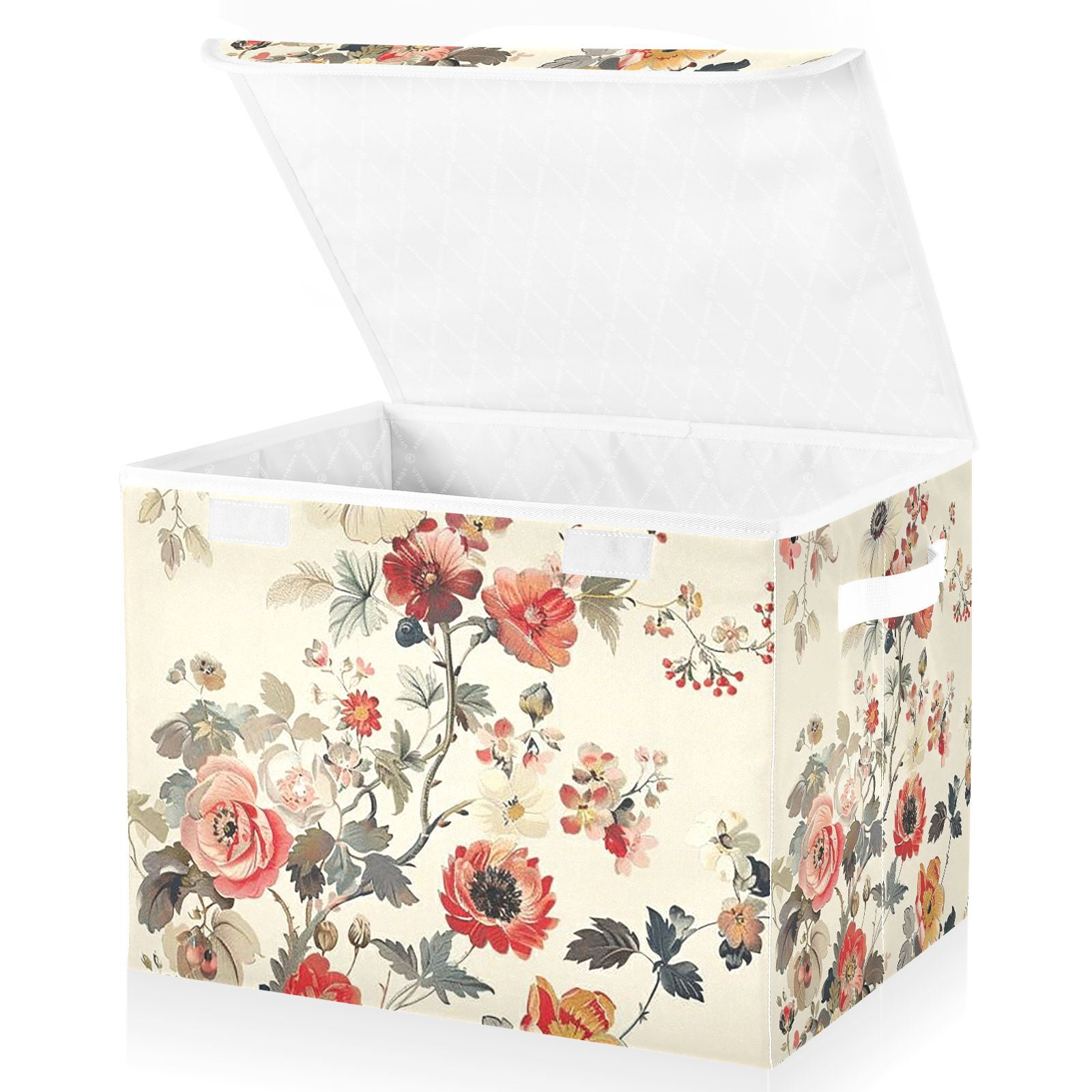 Boho Flowers Storage Basket for Shelves Foldable Container Organizer ...