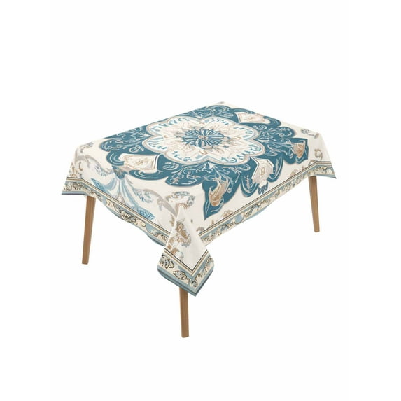 Boho Flowers Table Cloth, Country Neutral Chic Abstract Floral Art ...