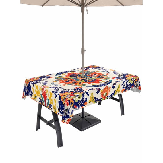 Boho Flowers Table Cloth Rectangle Outdoor Tablecloth, Abstract ...
