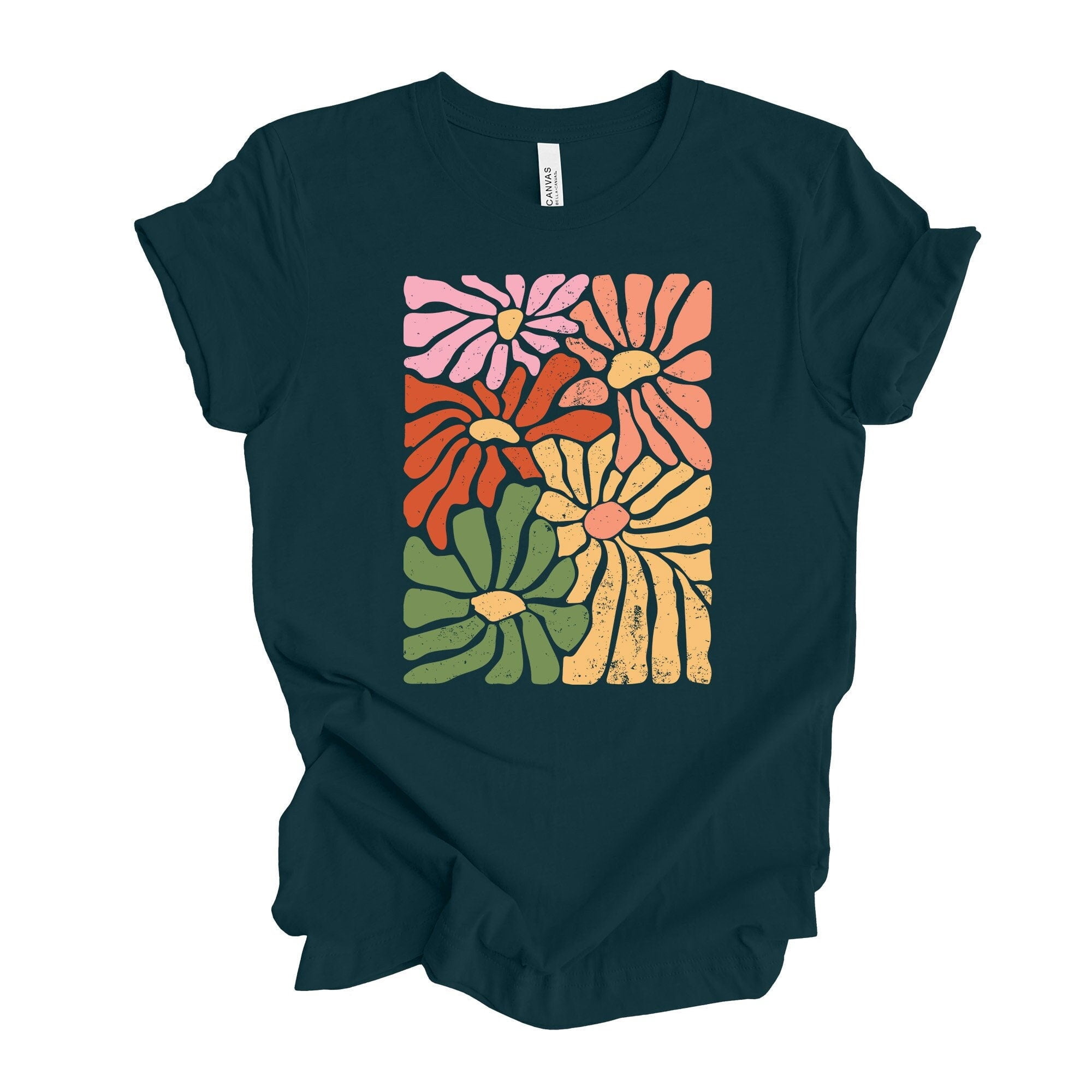Boho Flowers Tee: Abstract Daisy Design - Unisex Shirt - Walmart.com