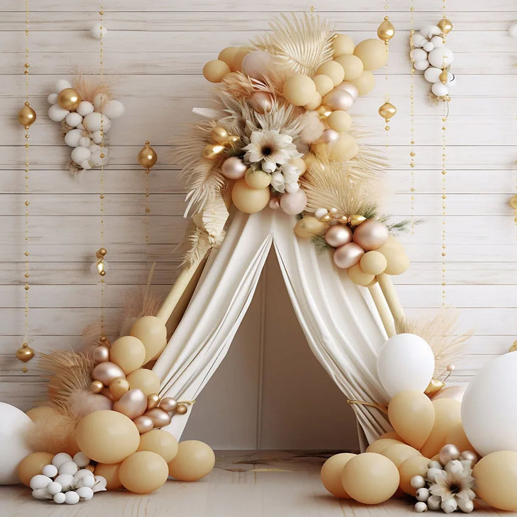 Boho Flowers Tent Camp Balloon Kid Birthday Party Cake Smash Portrait r Backdrop Photo Studi ...