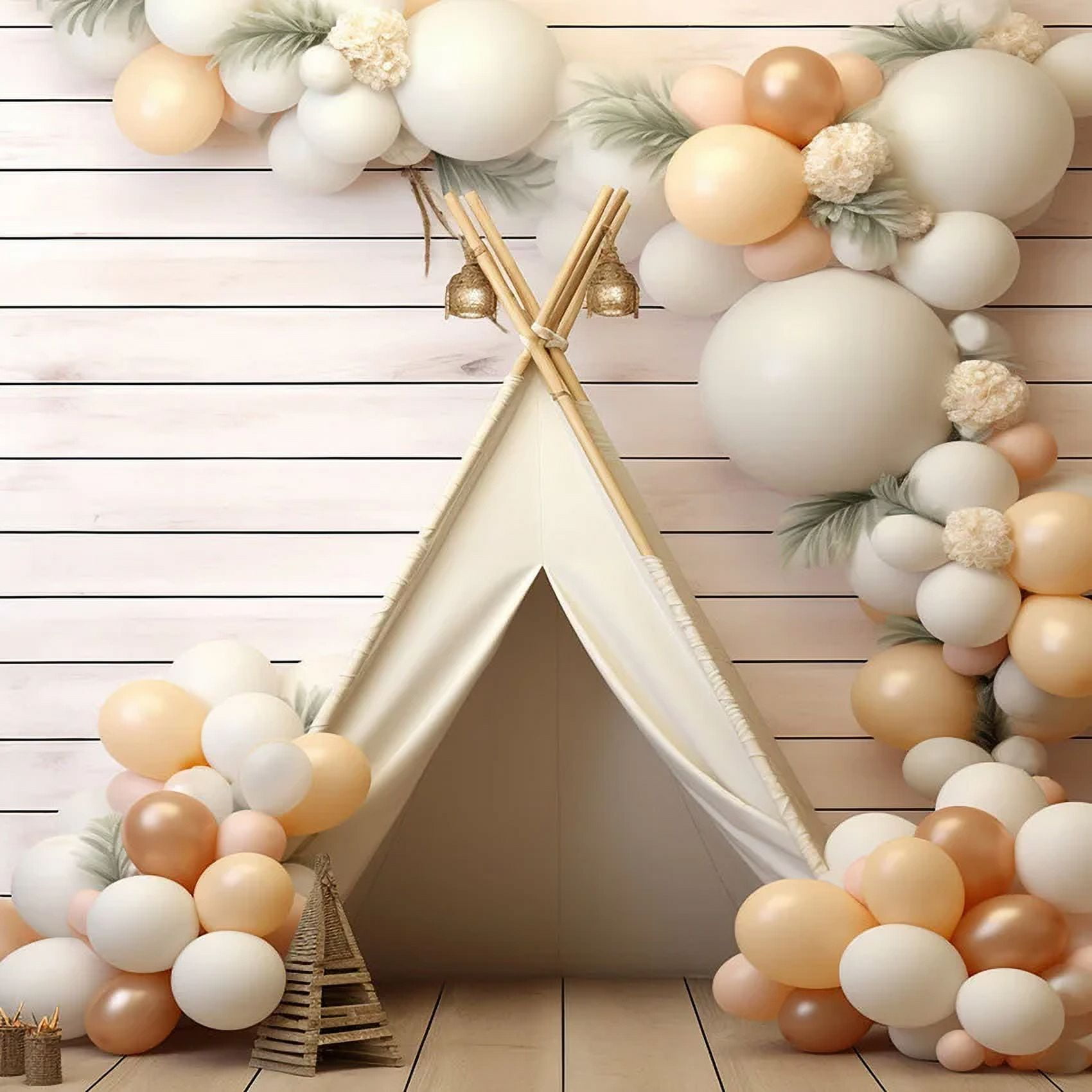 Boho Flowers Tent Camp Balloon Kid Birthday Party Cake Smash Portrait r Backdrop Photo Studi ...
