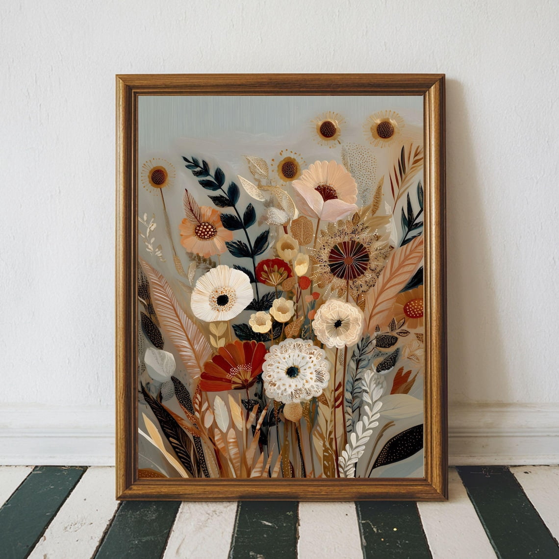 Boho Flowers Wall Art Printable Abstract Floral Botanical Poster ...