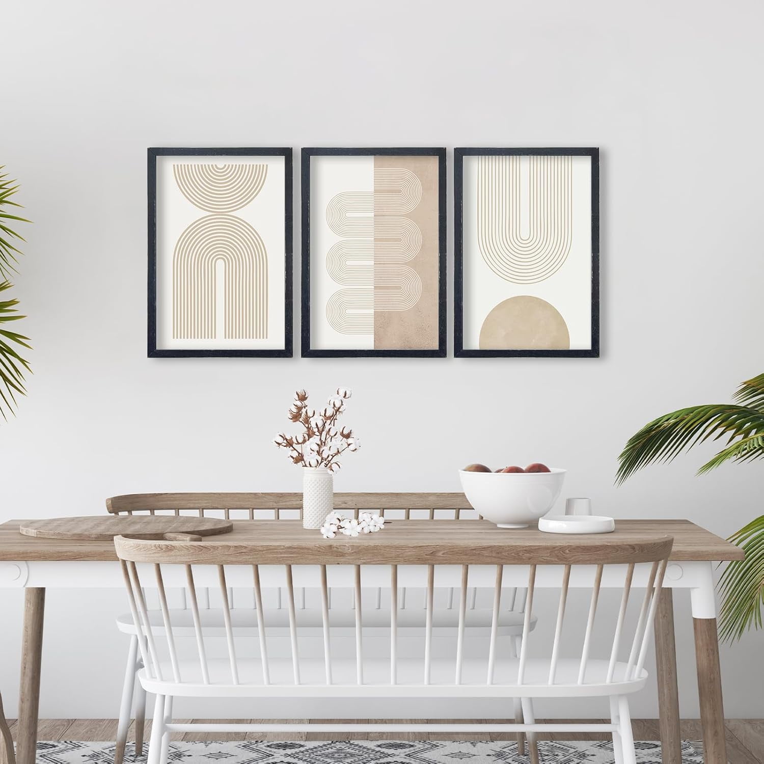 Boho Flowers Wall Art Sign Set of 3 16"x11" Mid Century Modern ...