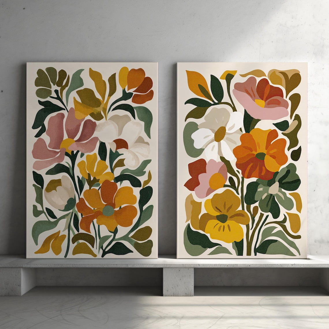 Boho Flowers Wall Art Wildflowers Botanical Art Colorful Flowers Wall ...
