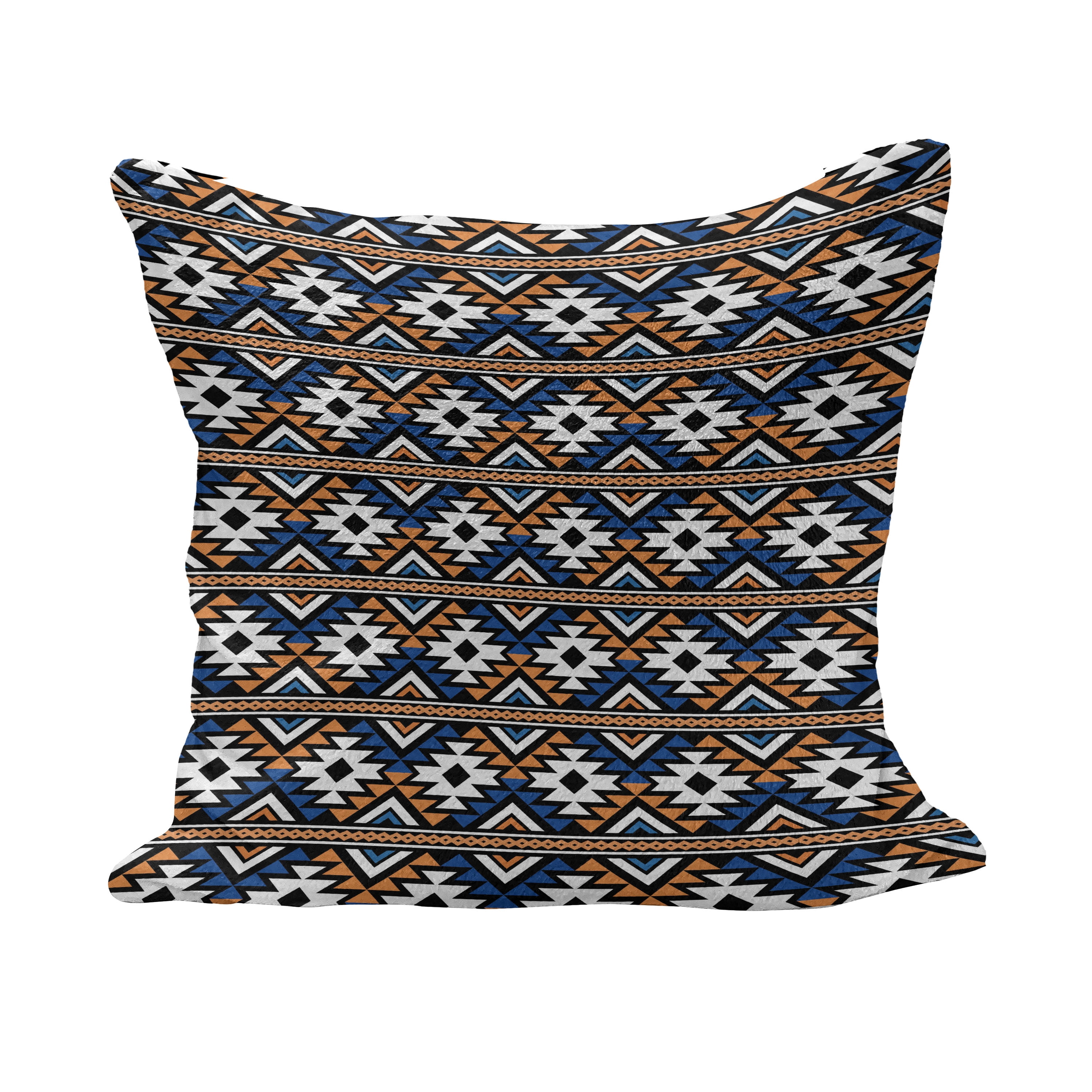 Boho Fluffy Throw Pillow Cushion Cover, Borders Seamless Geometrical ...