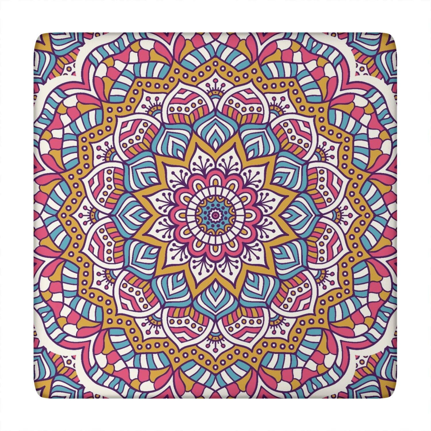Boho Folk Mandala Square Table Cover Elastic Edge Wrinkle-Free ...