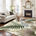 Boho Forest Washable Area Rug 5x8 Vintage Country Green Blue Ferns ...