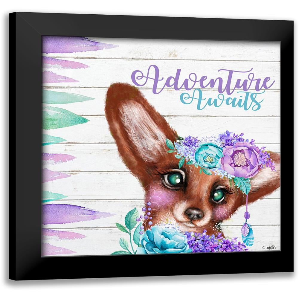 Boho Fox Adventure Awaits 20x20 Black Modern Framed Museum Art Print ...