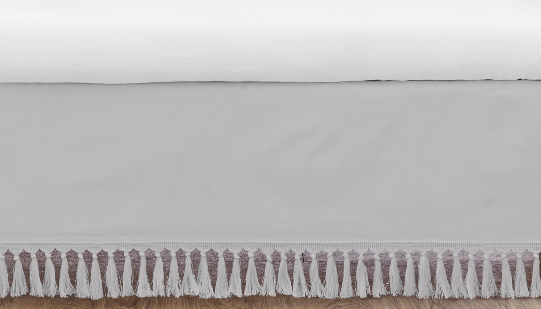 Boho Fringe Grey Dust Ruffle Crib Skirt by Sweet Jojo Designs - Walmart.com