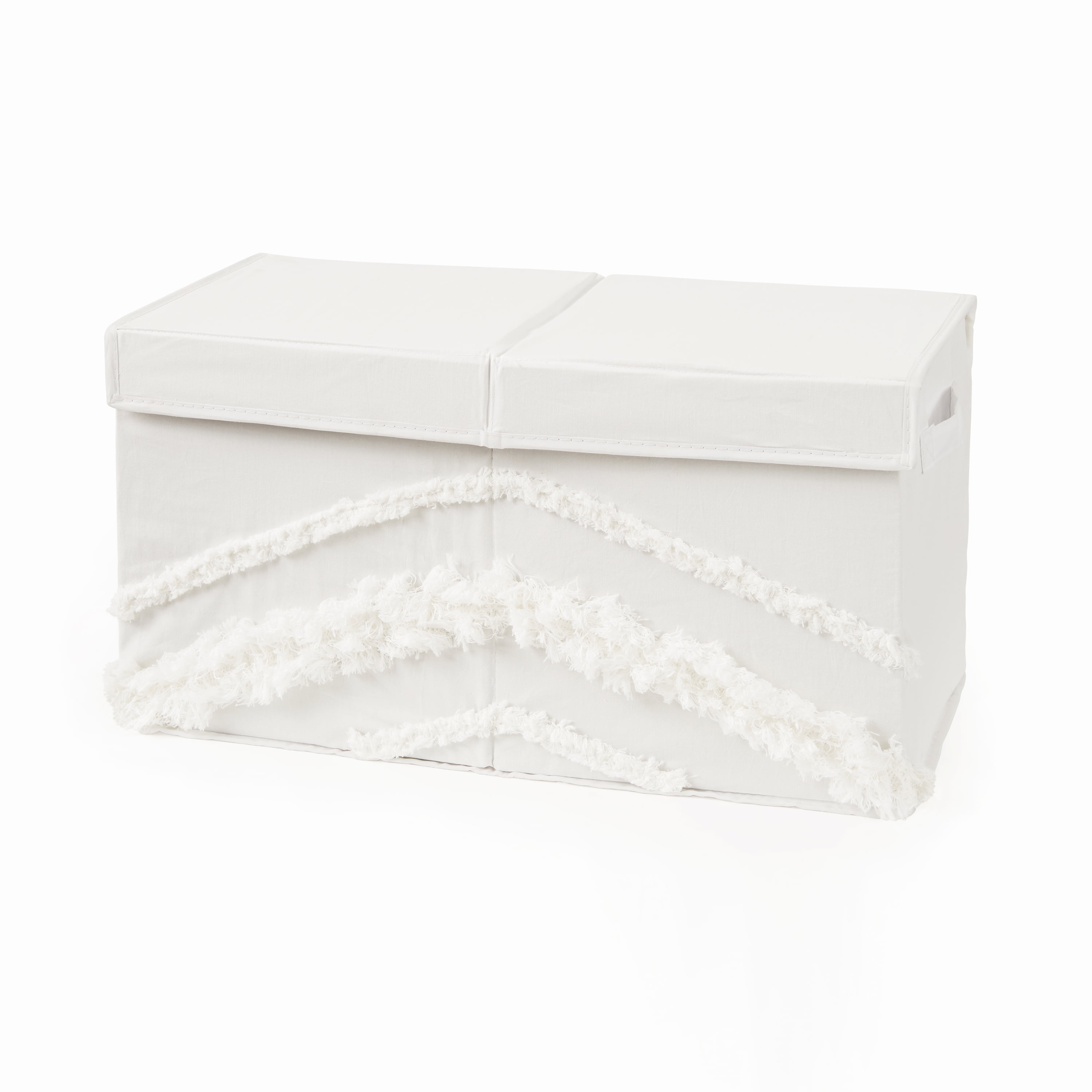 Boho Fringe Ivory Tufted Storage Fabric Toy Box by Sweet Jojo Designs ...