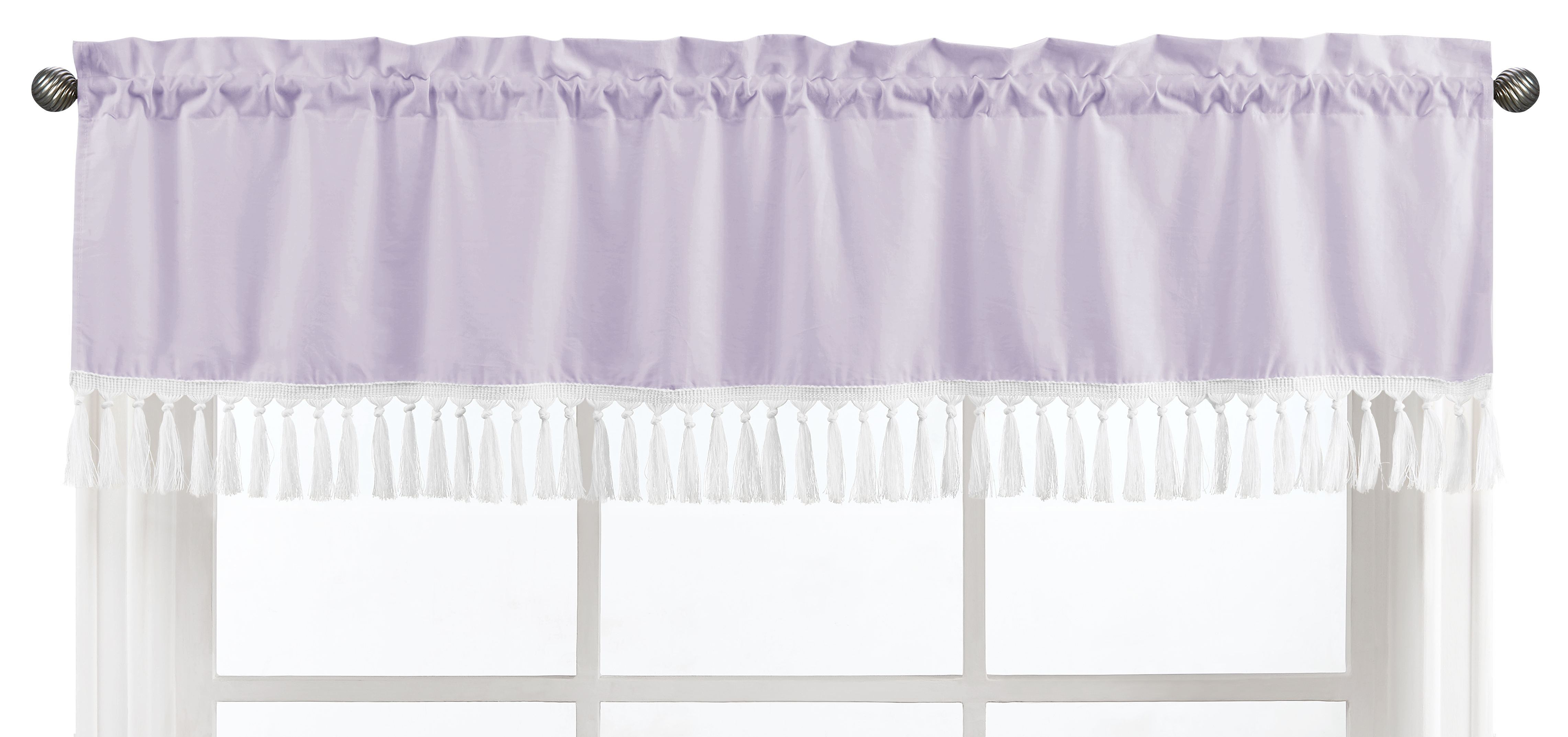 Boho Fringe Lavender and White 54" Window Valance by Sweet Jojo Designs ...