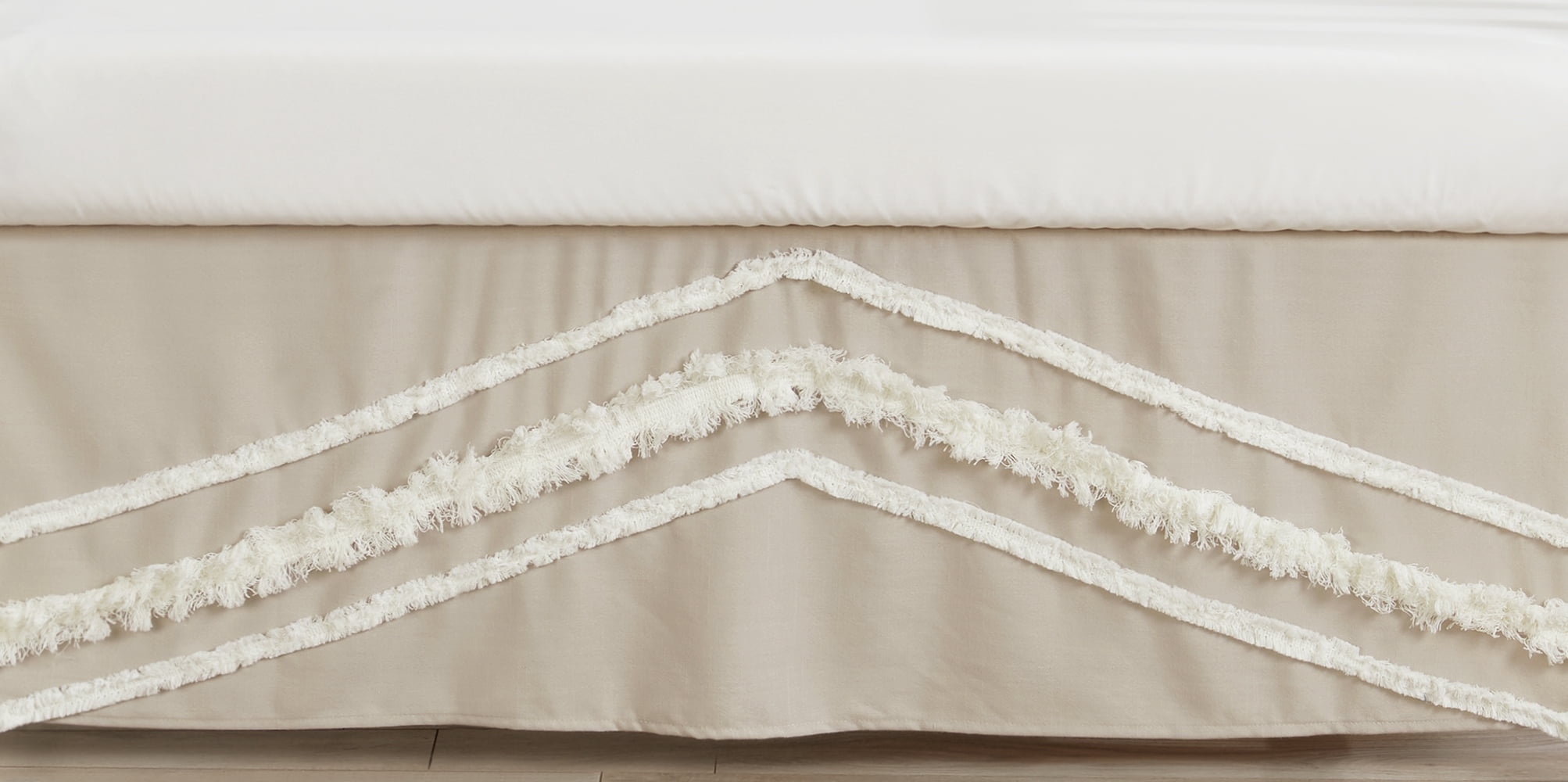 Boho Fringe Linen Tufted Dust Ruffle Crib Skirt by Sweet Jojo Designs ...