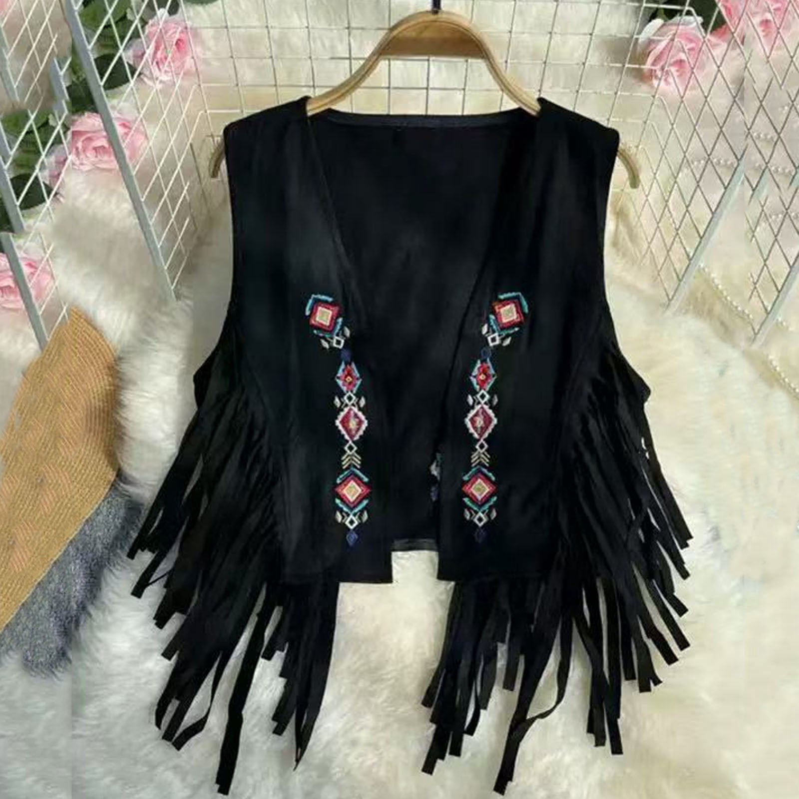 Boho Fringe Open Front Vest Cardigan for Everyday Casual Summer ...