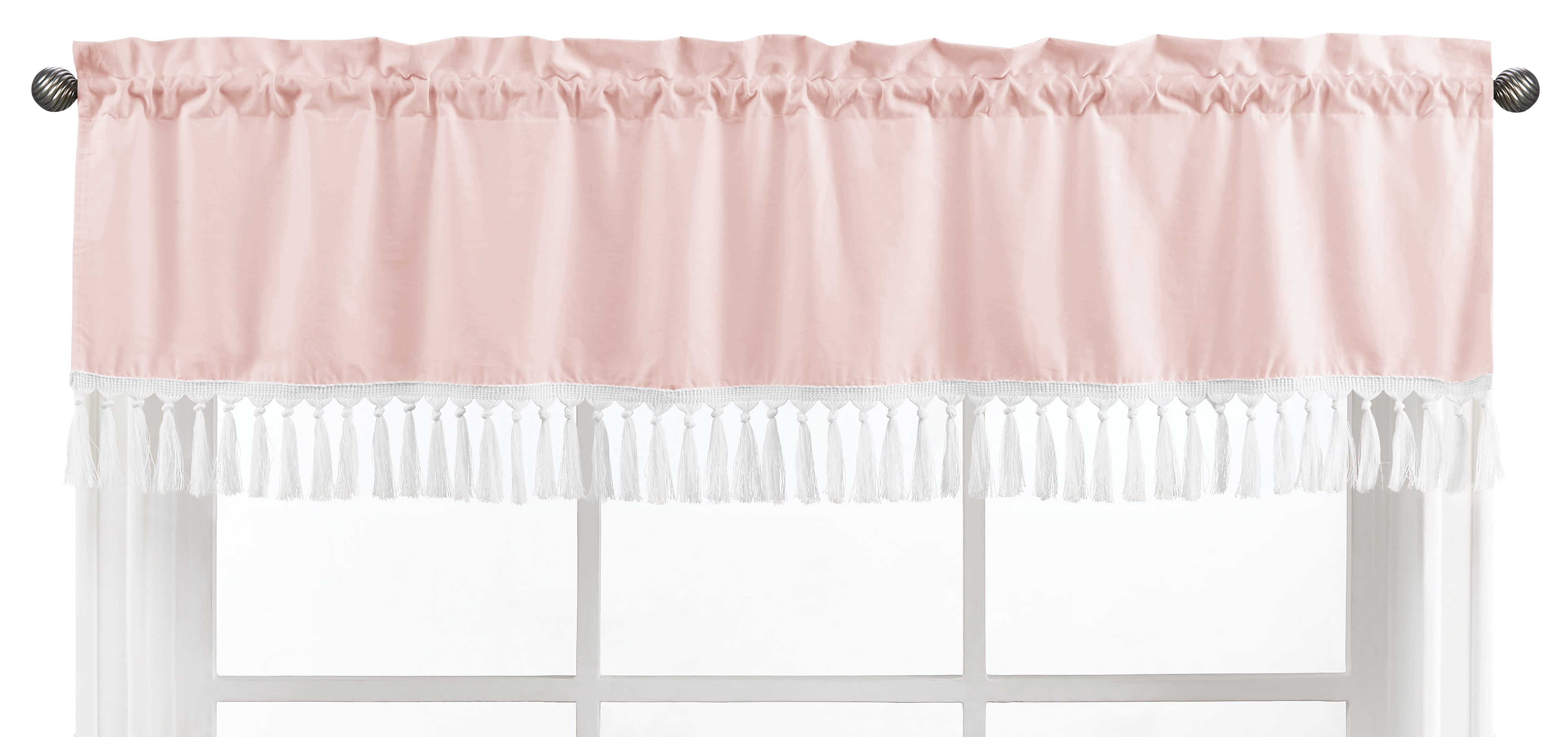 Boho Fringe Pink and White 54" Window Valance by Sweet Jojo Designs ...