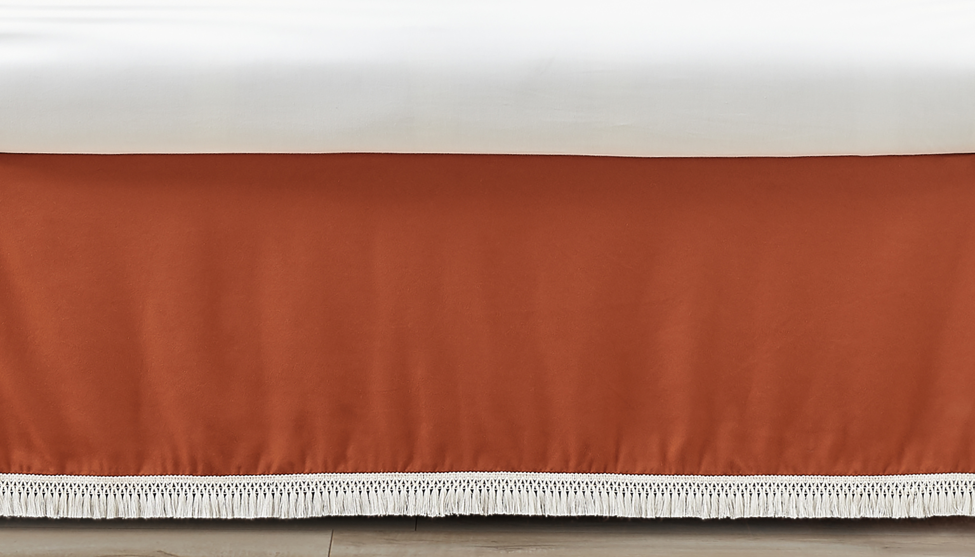 Boho Fringe Rust Orange and Ivory Dust Ruffle Crib Skirt Boy or Girl by ...