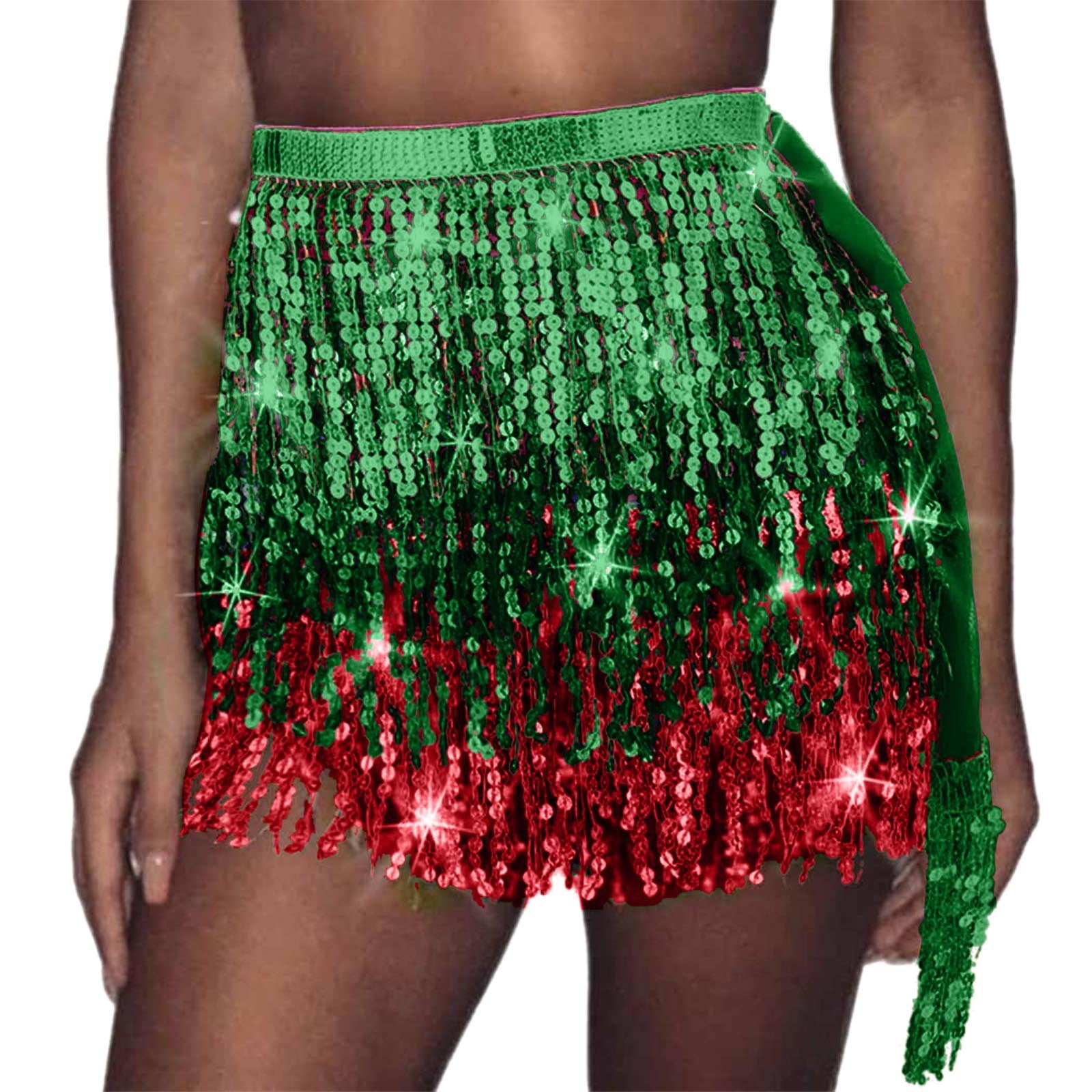 Boho Fringe Skirt Sequin Tassel Belly Dance Hip Scarf Rave Party Skirts