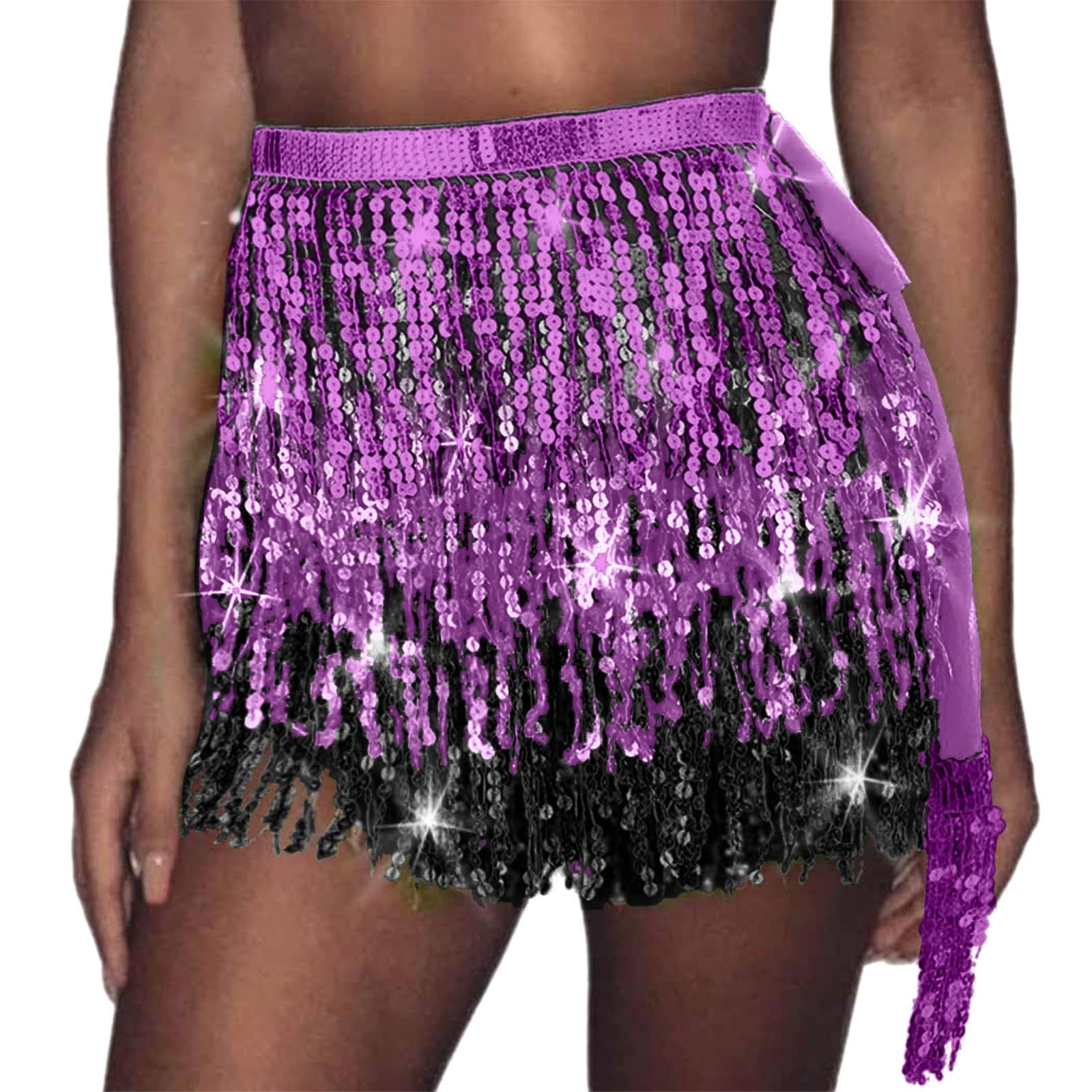 Boho Fringe Skirt Sequin Tassel Belly Dance Hip Scarf Rave Party Skirts