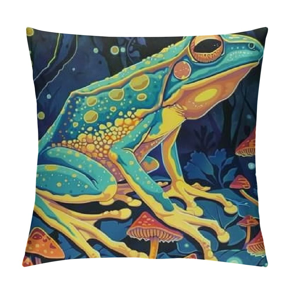 Boho Frog Throw Pillow Covers Botanica Mushroom Pillow Covers for Home ...