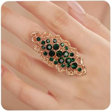 Boho Full Finger Crystal Ring Antique Luxurious Long Knuckle Rings ...