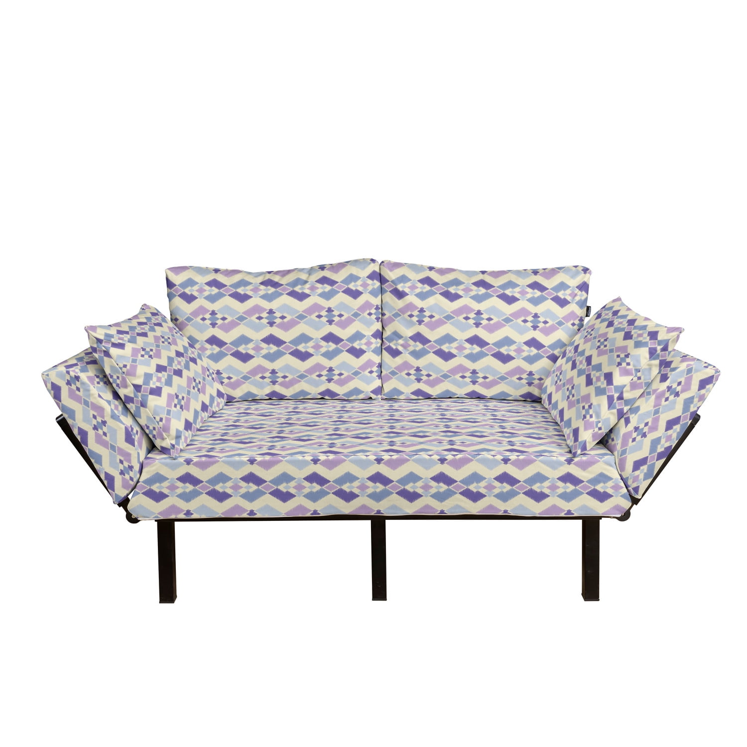 Boho Futon Couch, Colorful Composition Middle Eastern Geometric Motifs ...