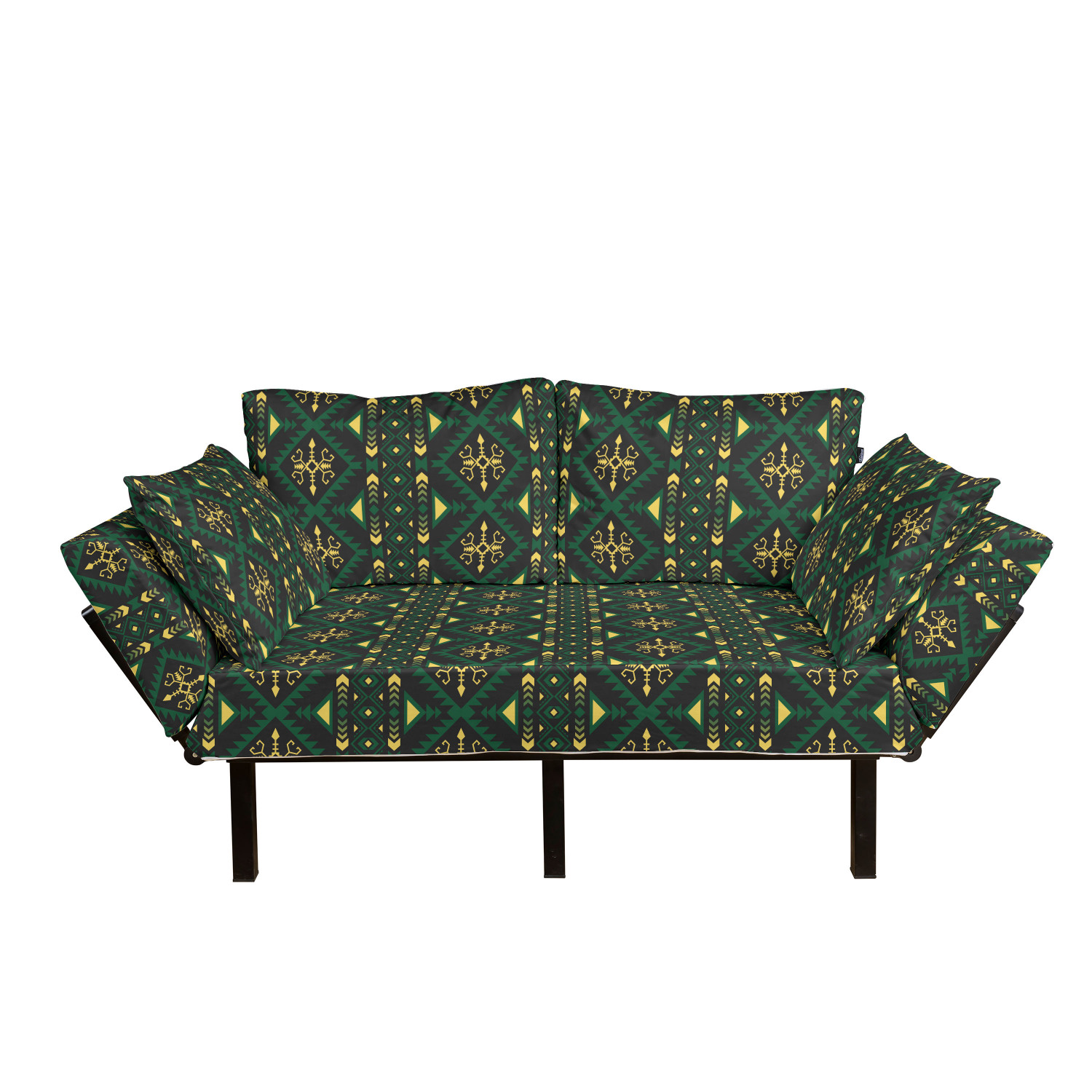 Boho Futon Couch, Tribal Influenced Repetitive Pattern with Motifs and ...