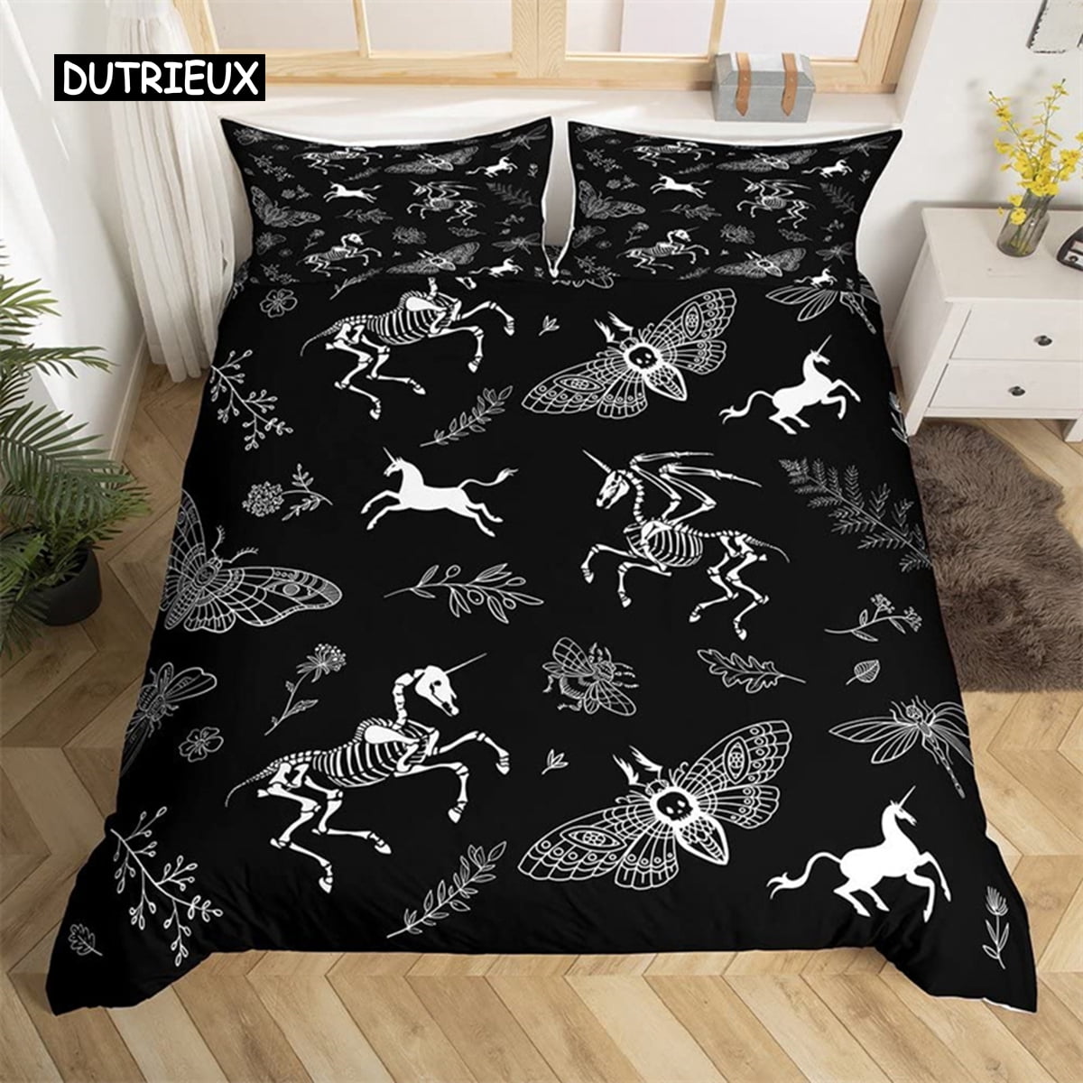 Boho Galaxy Death Moth Bedding Set Dandelion Duvet Cover For Kids Boys ...
