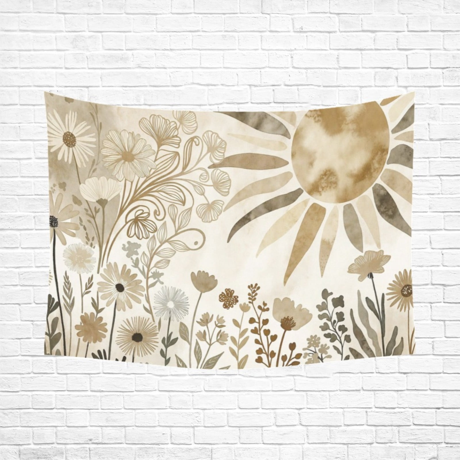 Boho Garden Tapestry – High-Energy Floral Sun Wall Hanging for Bedroom ...