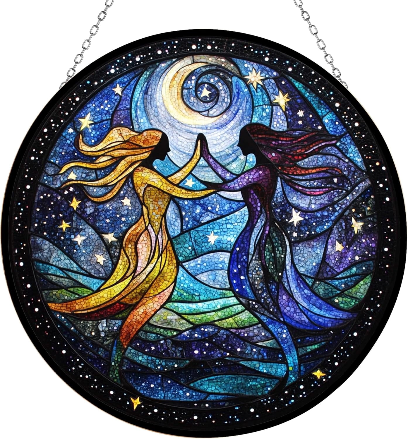 Boho Gemini in A Cosmic Dance Stained Glass Window Hanging Sun Catcher ...