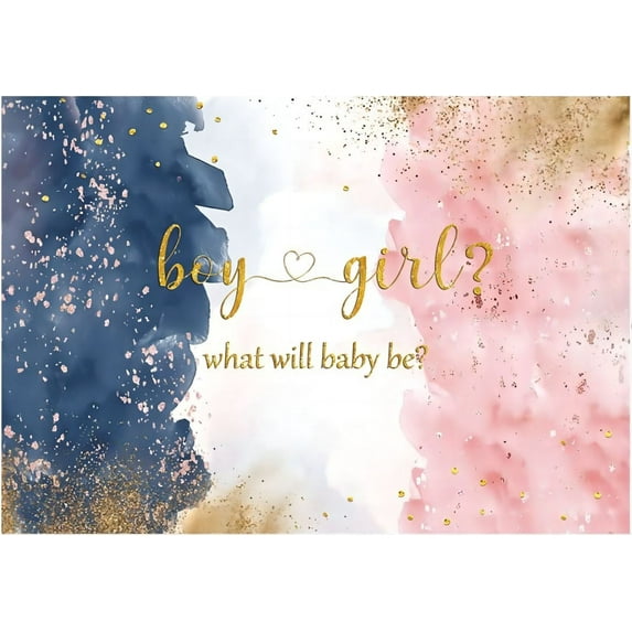 Boho Gender Disclosure Background Pink Blue Flower Balloon Boy or Girl ...