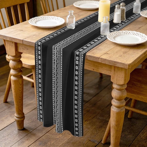 Boho Geometric 4.5ft Cheesecloth Table Runner for Dining 19