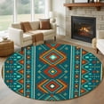 Boho Geometric 8FT Round Area Rugs for Living Room Retro Tribal Ethnic ...