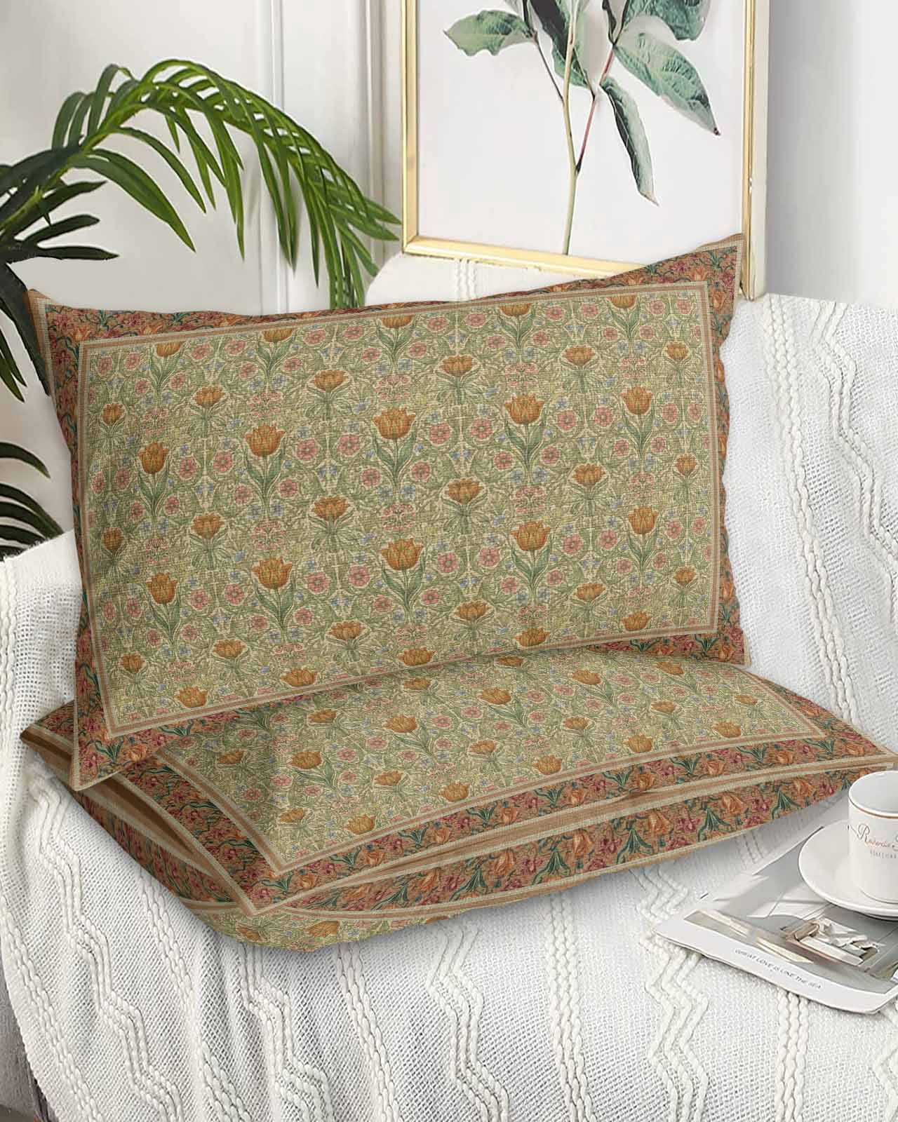 Boho Geometric Abstract Floral Pillow Cases Standard Size Set of 2 ...